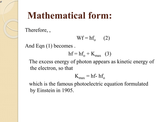 Planck constant using photoelectric effect | PPTX | Chemistry | Science