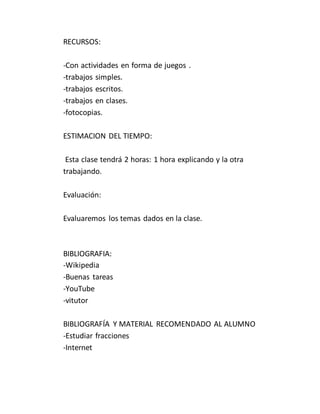Plan de clase para quinto | DOCX