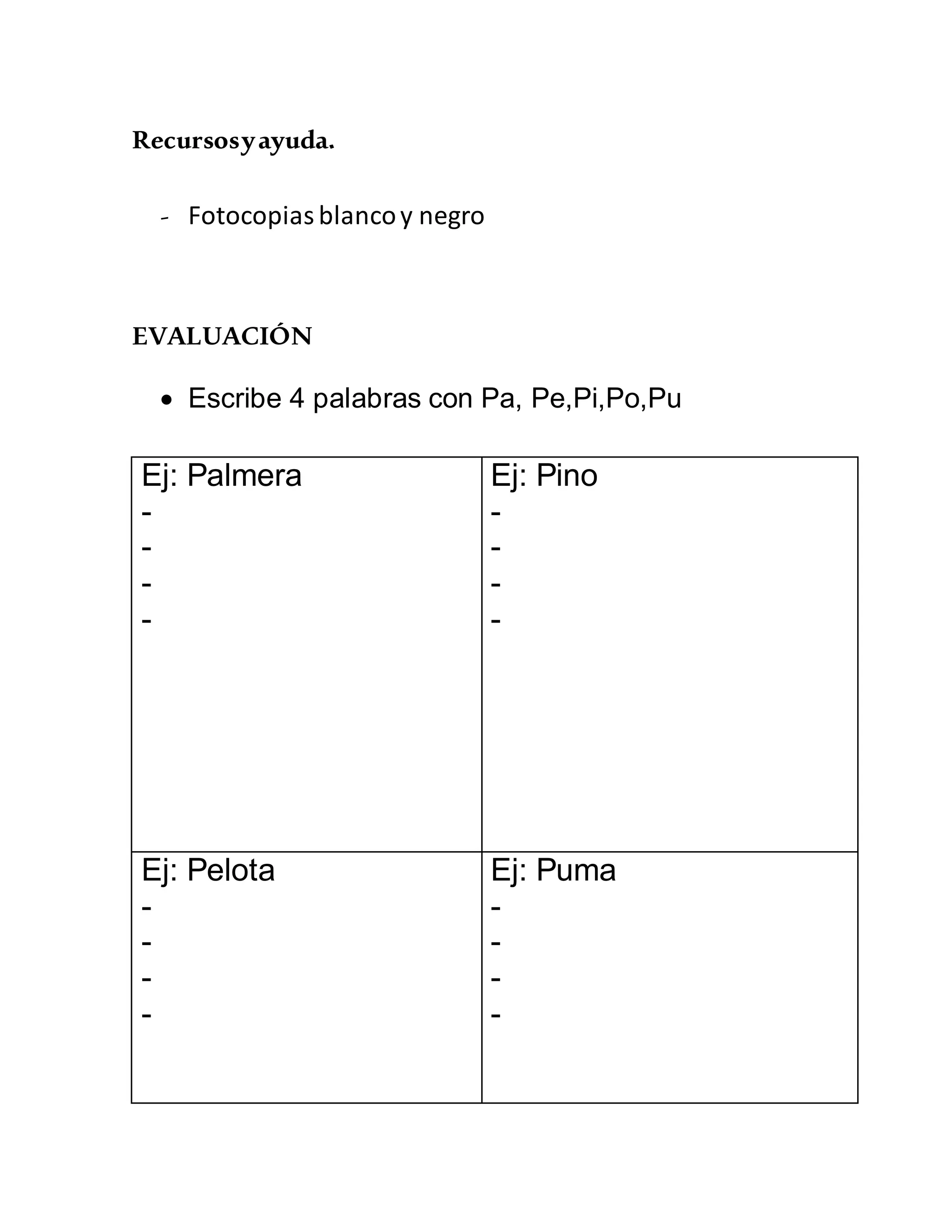 Plan clases Consonante P | PDF