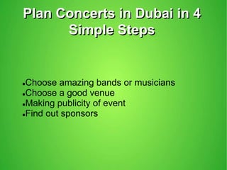 Tips to Plan Concerts in Dubai | PPT