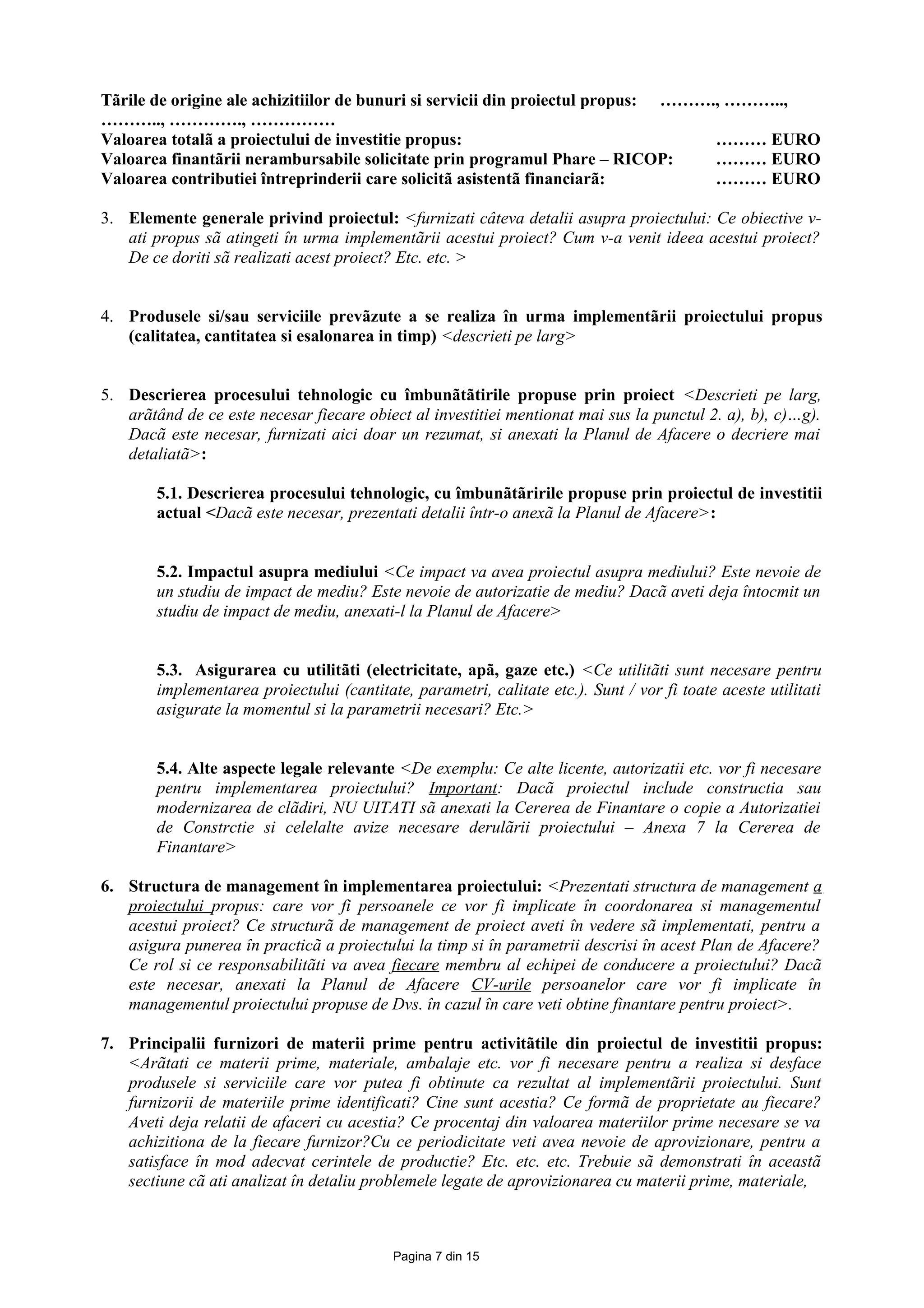 Plan de afaceri ricop sme - 31 may | DOC