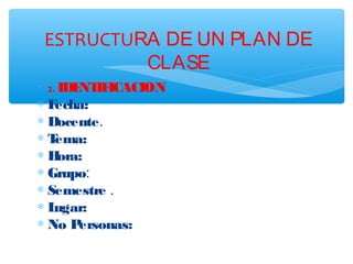 ESTRUCTURA DE UN PLAN DE CLASES | PPT