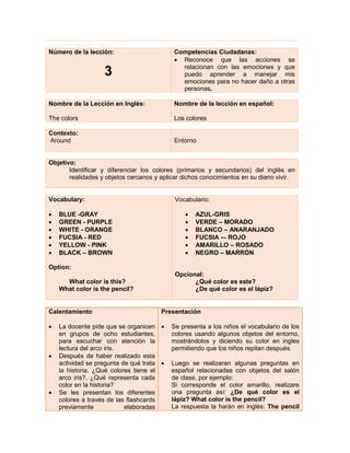 Plan de clase 3 lina gabriela arango MY ABC ENGLISH KIT | PDF