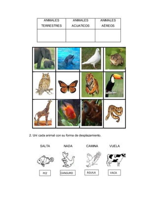 Ficha De Animales Terrestres Y Acuáticos