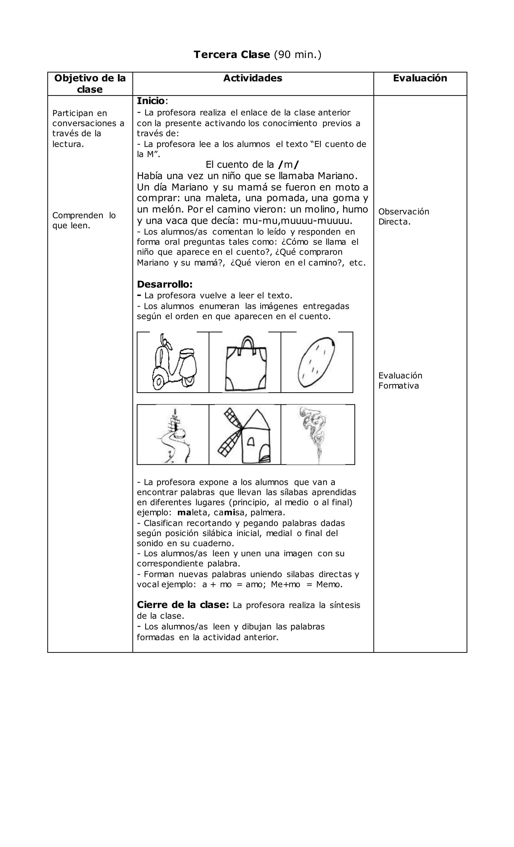Plan de clase letras | DOCX