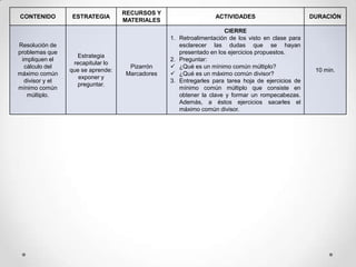 Plan de clase mcm y mcd | PPTX