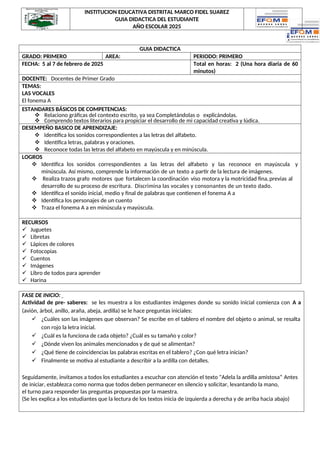 Plan de clase vocal primer gradosddfkllññ | DOC