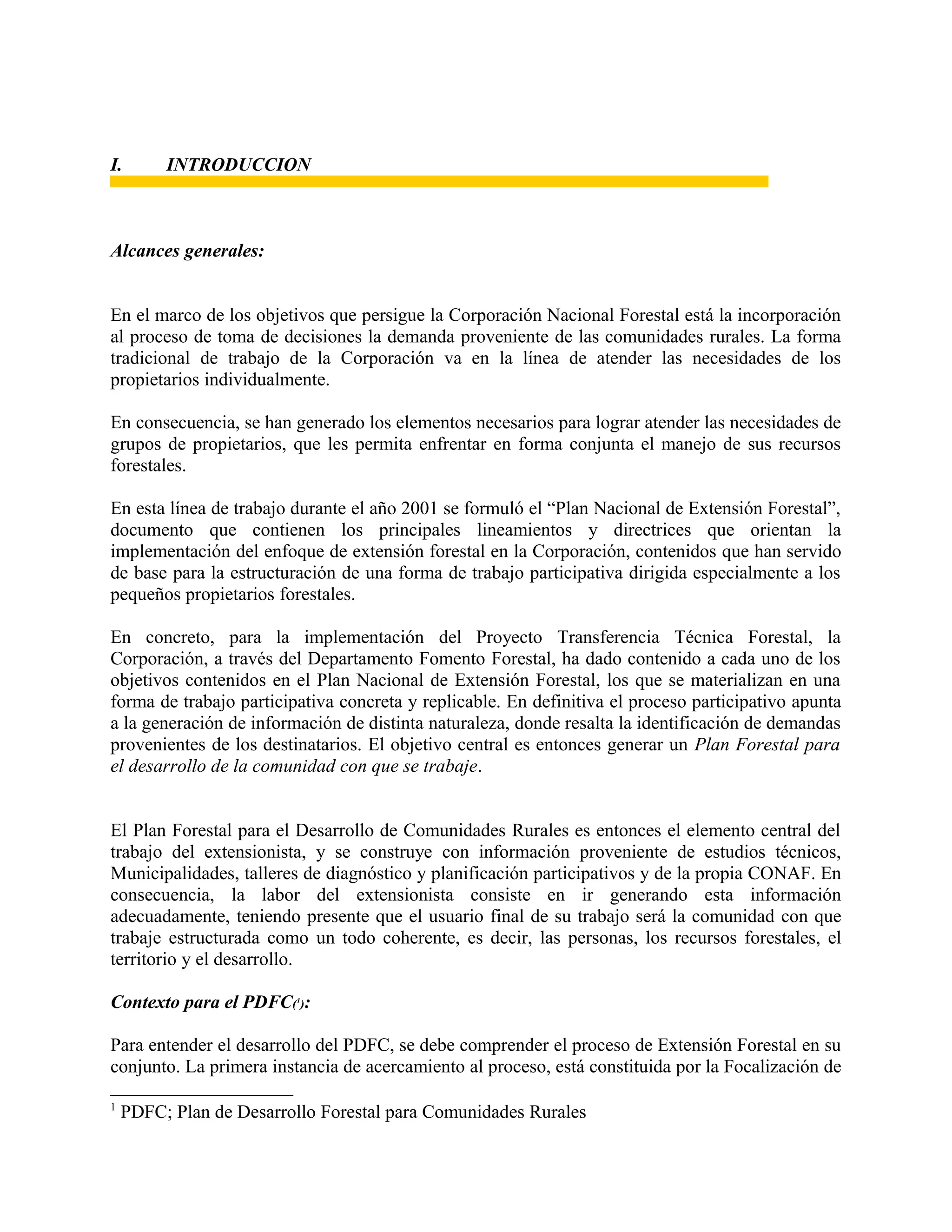 Estructura del Plan Forestal de Desarrollo Comunitario | DOC