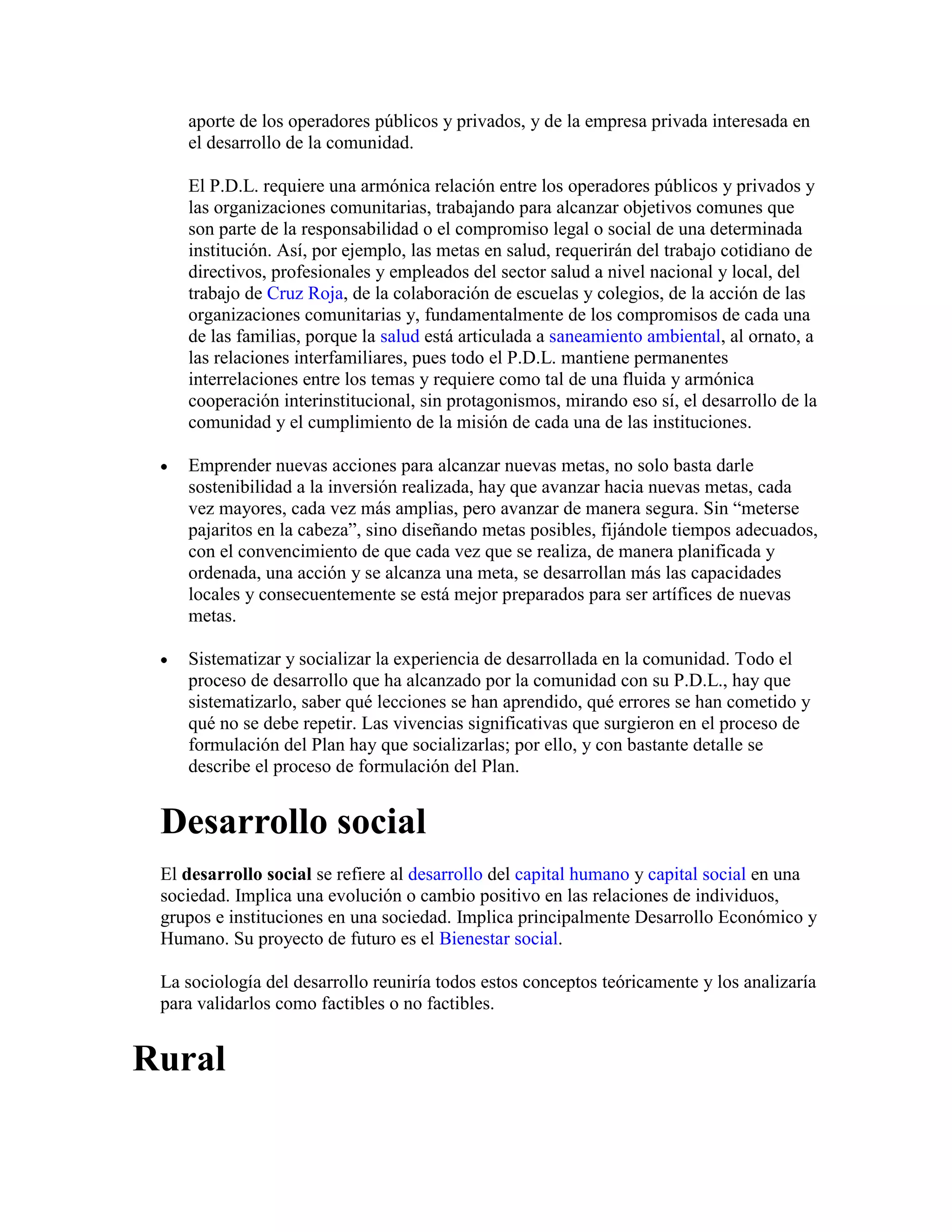 Plan de desarrollo local | PDF