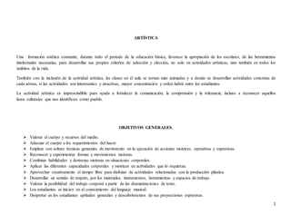 Plan de estudios artistica grado primero | DOCX