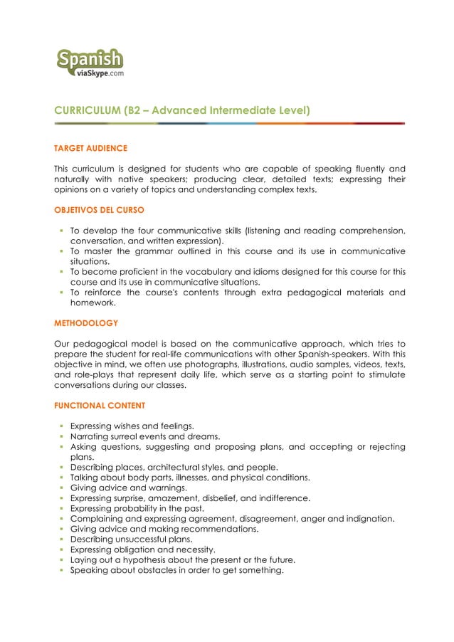 Spanish course_Advanced Intermediate Level (B2) | PDF