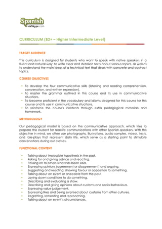 Spanish course_Higher Intermediate Level (B2+) | PDF