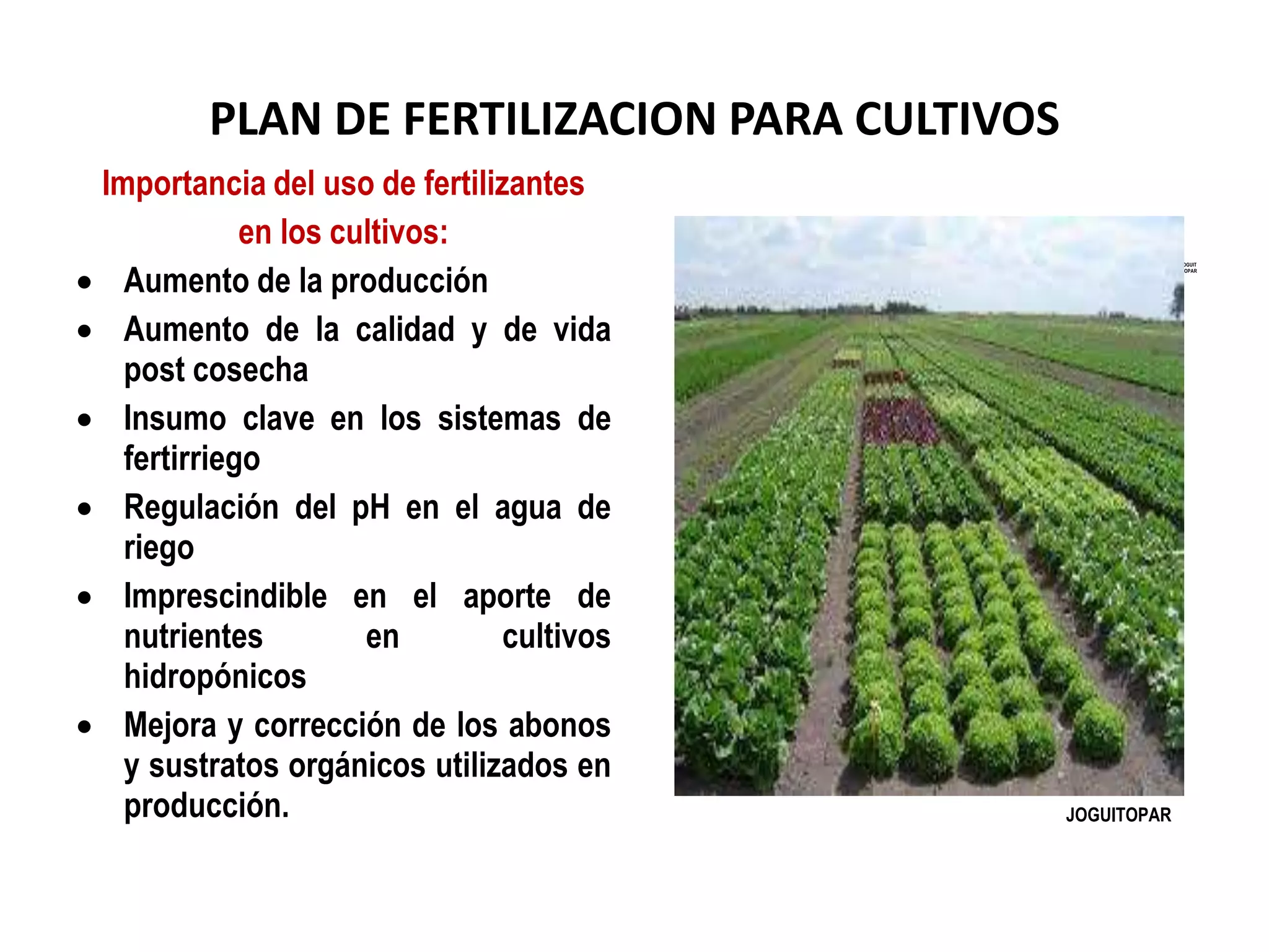 Plan de Fertilización para Cultivos AgrÍcolas | PPTX