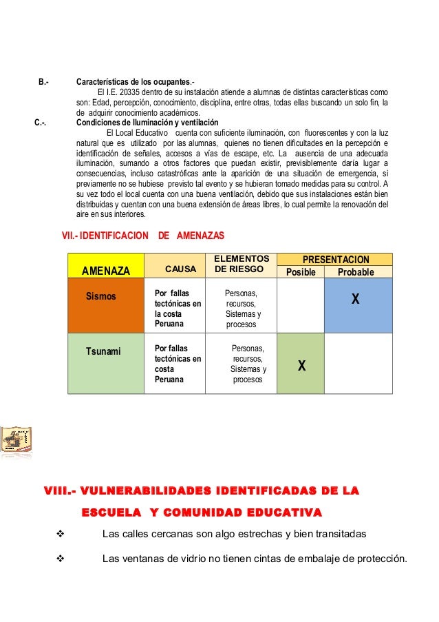 Ejemplo De Plan De Riesgo Escolar Ejemplo De Plan De Riesgo Escolar