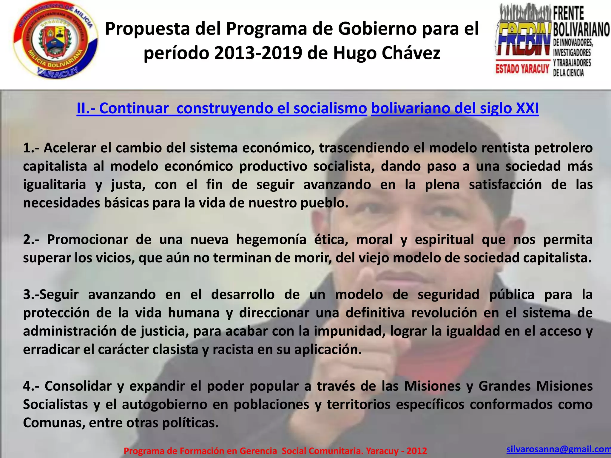 Plan de gobierno chavez 2013 al 2019 | PPTX