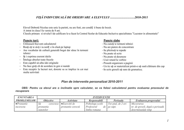 Plan de interventie | PPT