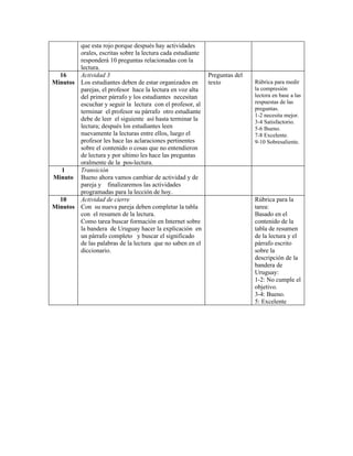 Plan de lección no 5 comprension de lectura | DOC
