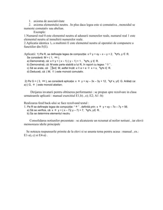 Plan de lectie 12 e, monoizi | DOC