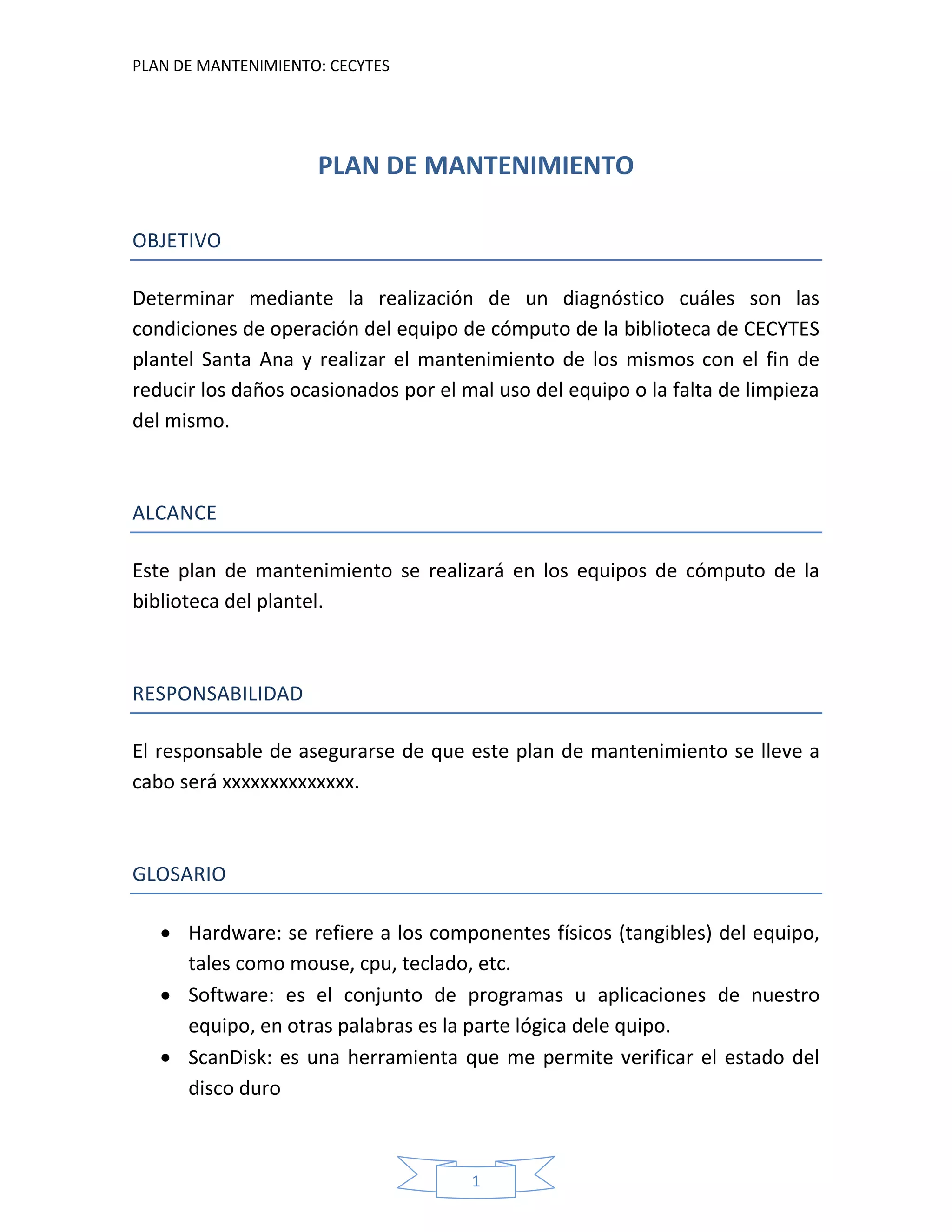 Plan de mantenimiento | PDF