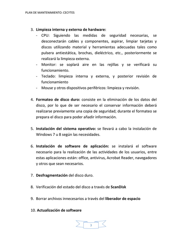 Plan de mantenimiento | PDF