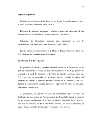 Plan de mantenimiento en las lineas de gas licuado de petroleo (g.l.p ...