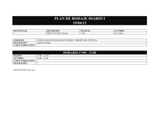 Plan de rodaje diario | PDF