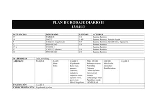 Plan de rodaje diario | PDF