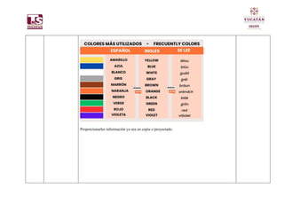 plan didactico Ingles colores, pronombres y miembros de la familia ...