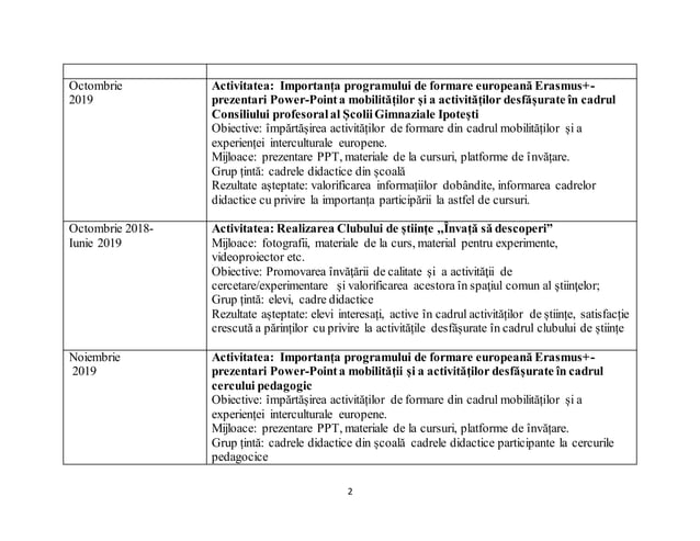 Plan diseminare proiect erasmus | DOCX