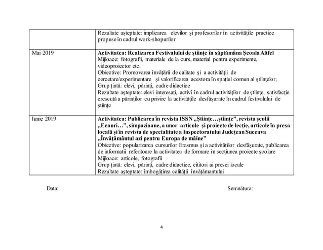Plan diseminare proiect erasmus | DOCX