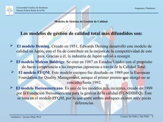 Plandismo I. Planeacion de un modelo de calidad | PPTX