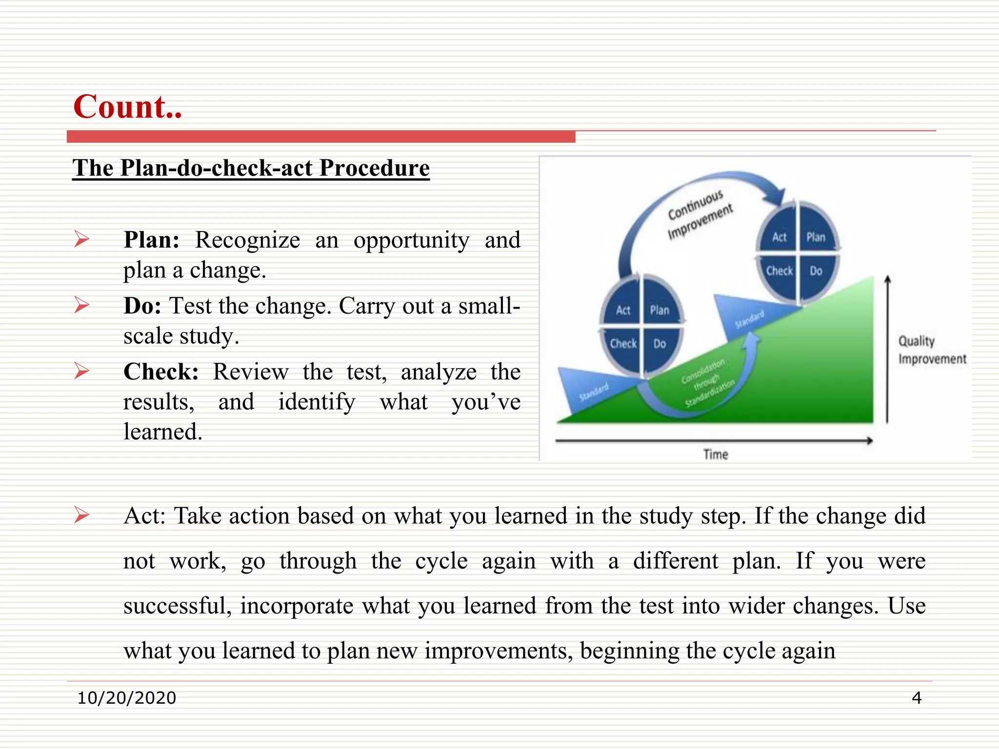 Plan, Do, Study, Act (PDSA) Cycle in Total Quality Management | PDF