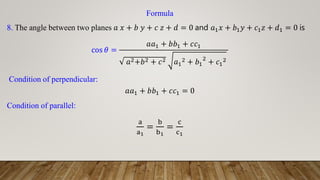 Plane in 3 dimensional geometry | PPTX