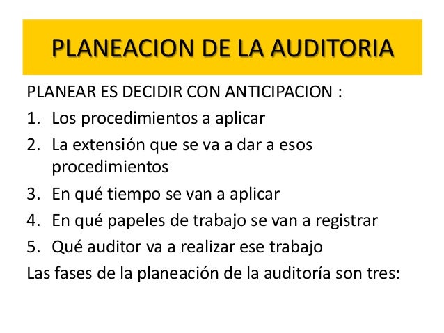 Planeacion De Una Auditoria