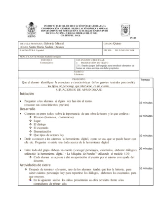Planeacion de obra de teatro para tics | DOCX