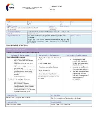 PLANEACIONES DE INGLES PRIMARIA PNIEB planeacion de ingles para ...
