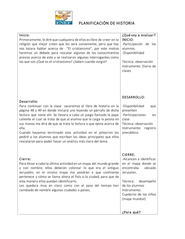 Planificación Historia | DOCX