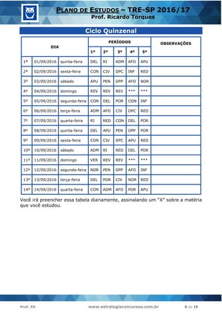 Plano de Estudo para o TRE-SP (Analista Judiciário - Área Administrat…