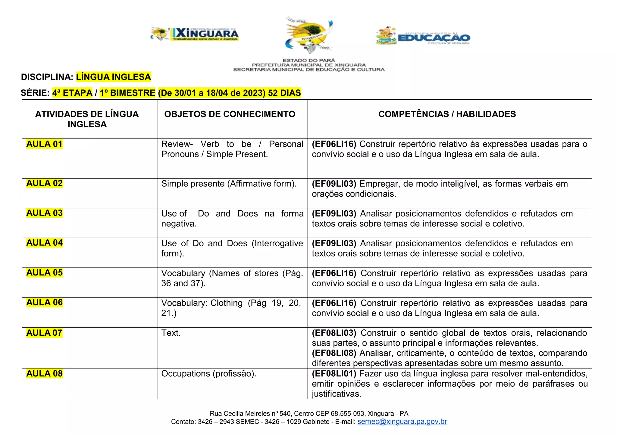 PLANEJAMENTO ANUAL DE INGLÊS 2023.docx