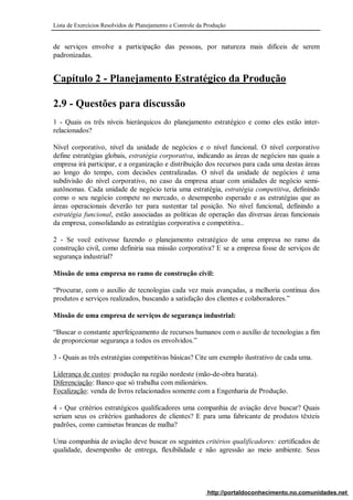 [Planejamento e controle da produ -o - tubino] lista de exerc-cios ...