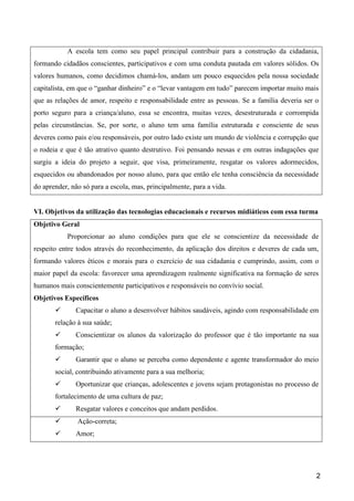 Projeto Restaurando Valores e Resgatando Vidas | PDF