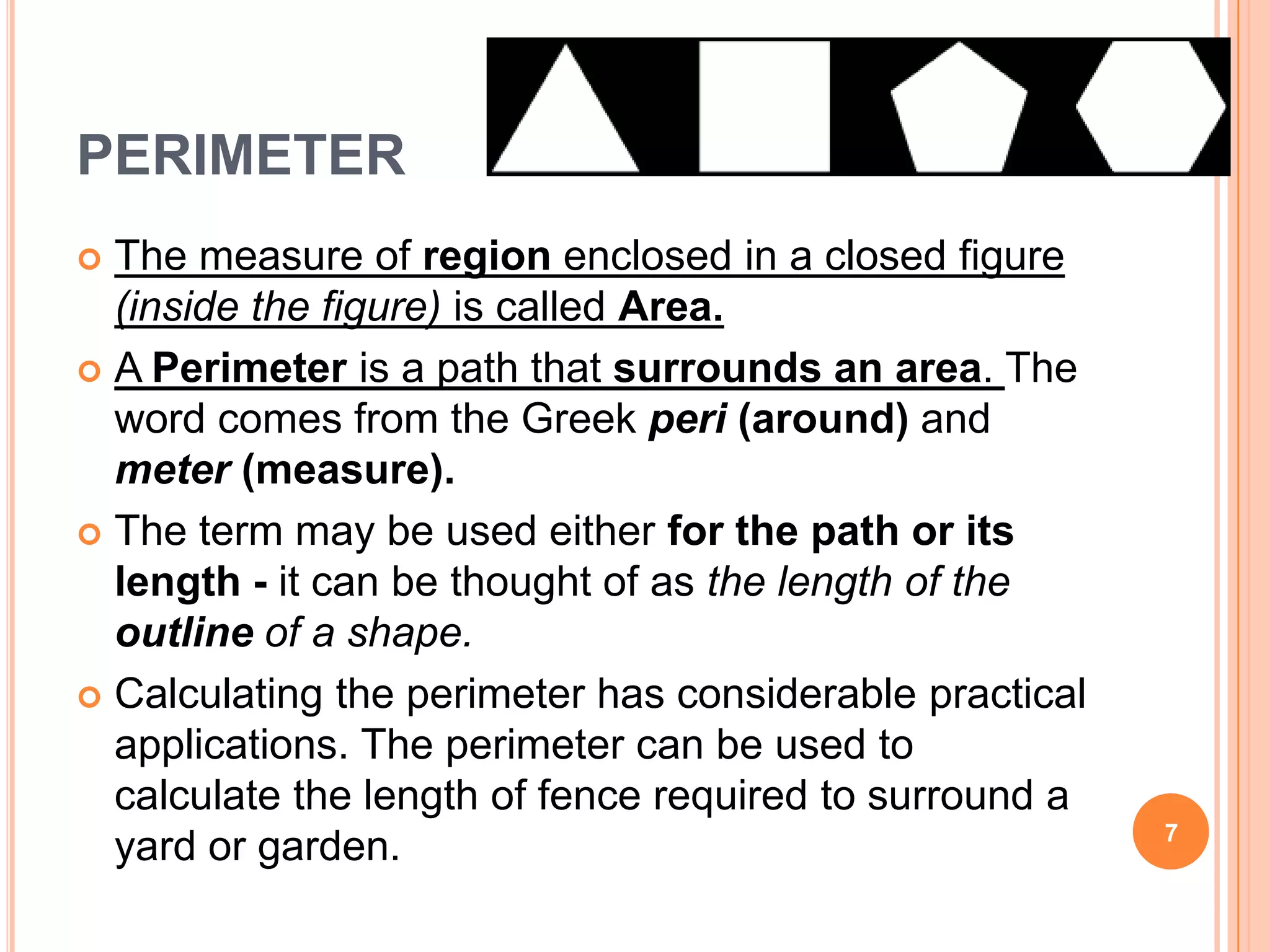 Plane Mensuration Perimeter of Polygons | PPTX