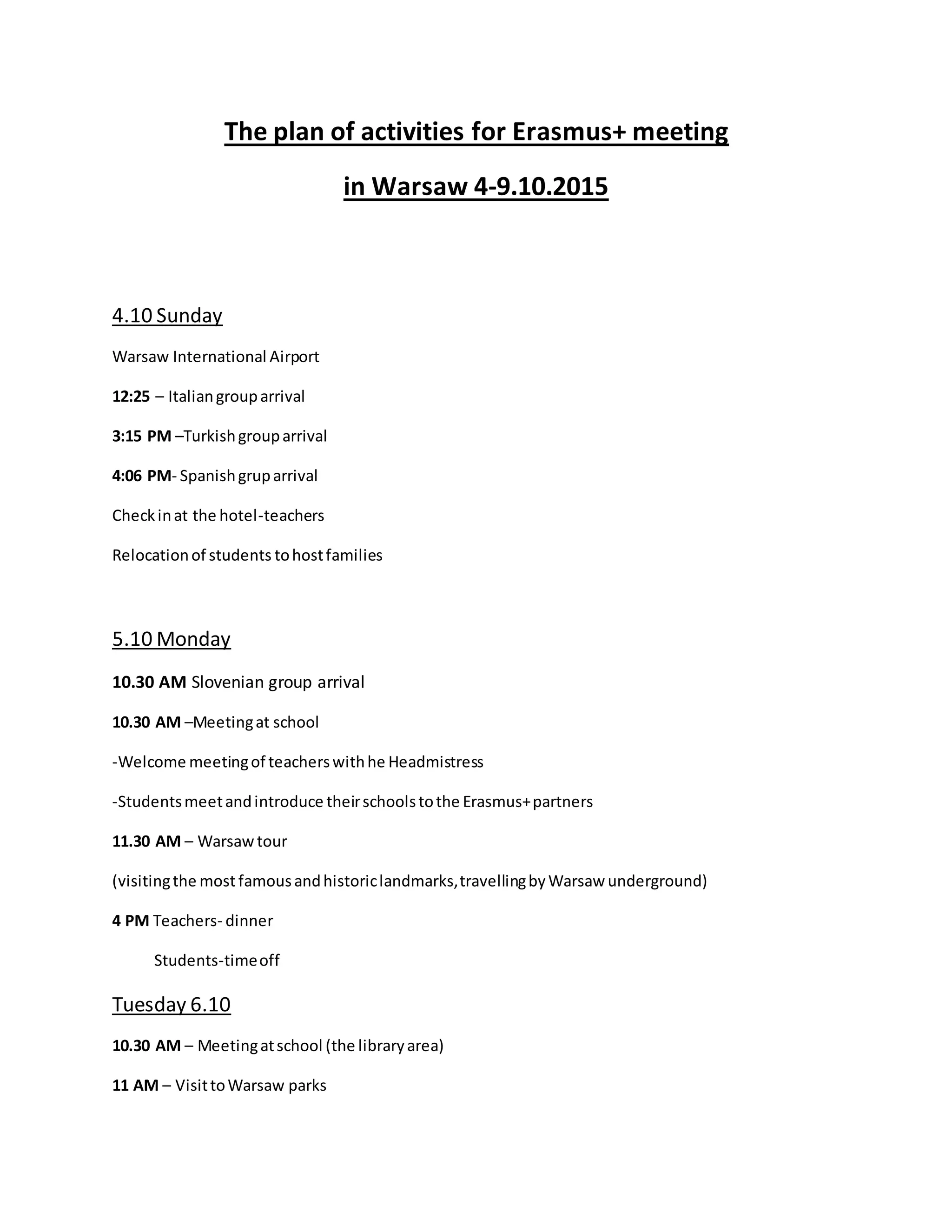 Plan erasmus+warsaw final | DOCX