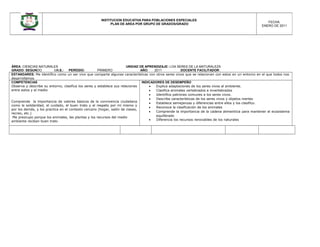Planes de grado de 1° a 5° CIENCIAS NATURALES | DOC