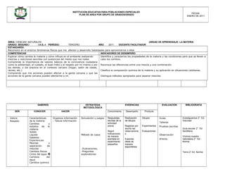 Planes de grado de 1° a 5° CIENCIAS NATURALES | DOC