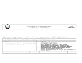 Planes de grado de 1° a 5° ciencias naturales | DOC