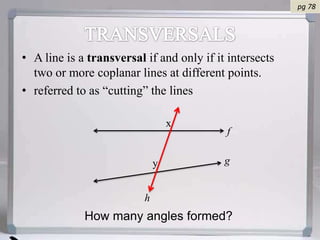 Planes, Lines and Transversals | PPT