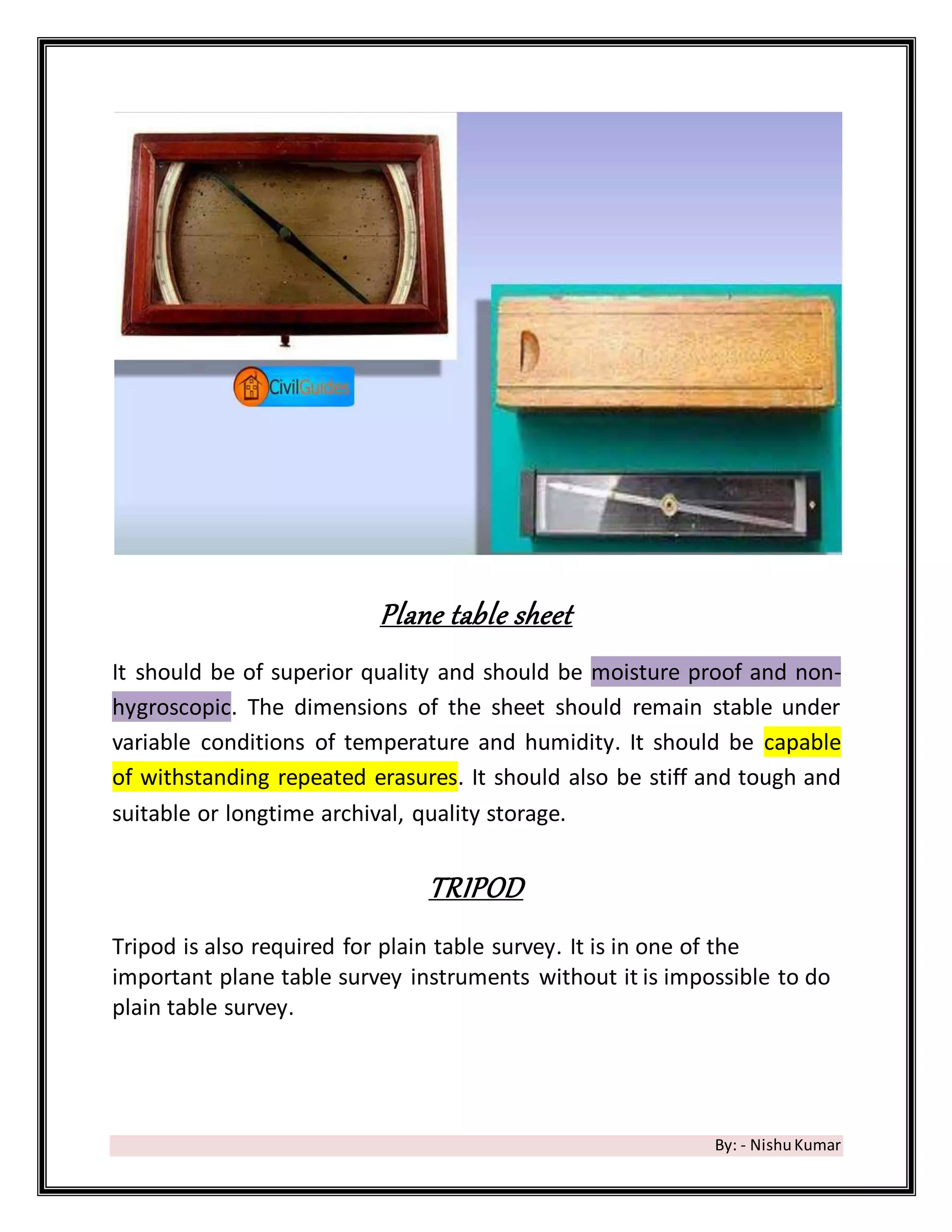 Plane table surveying | DOCX