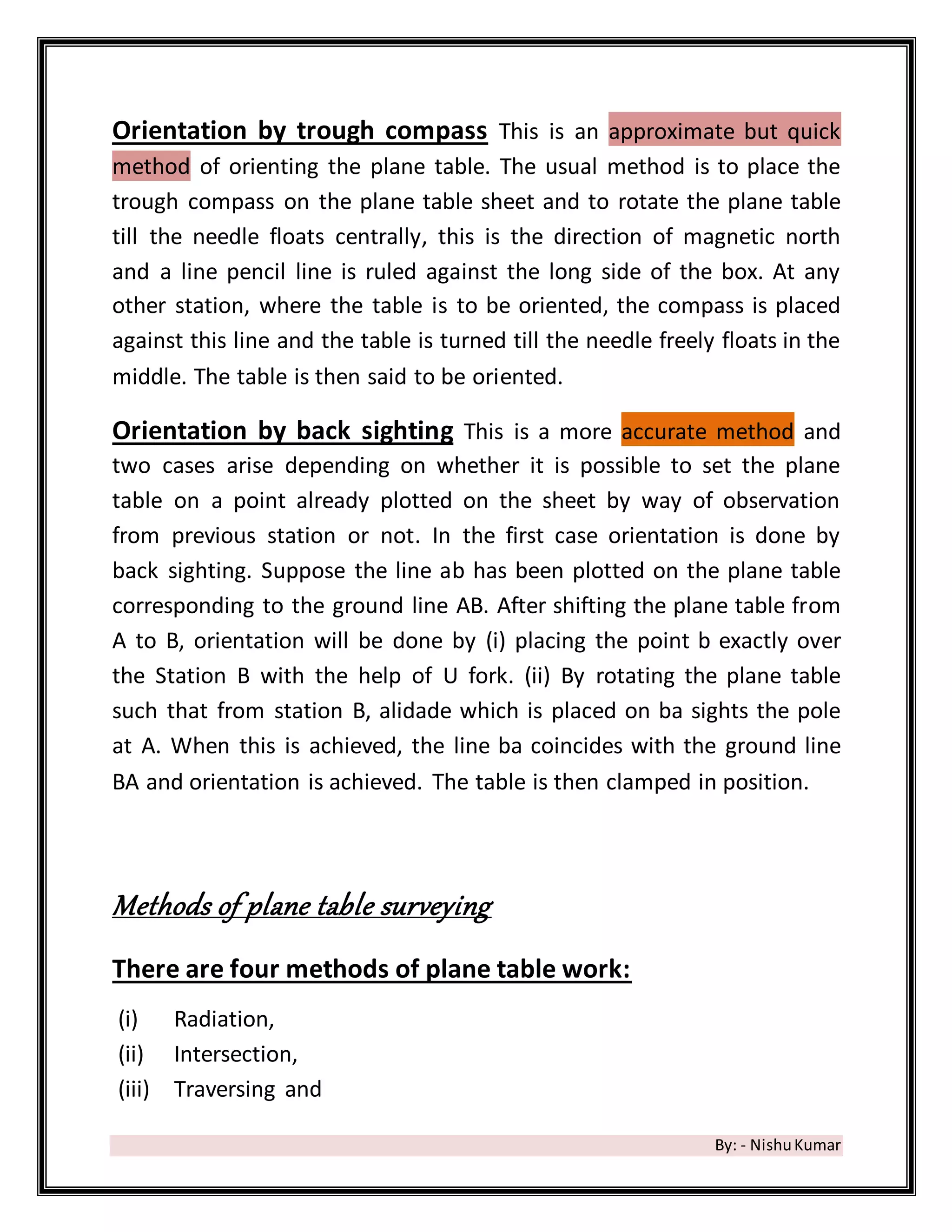 Plane table surveying | DOCX | Drawing and Sketching | Arts and Crafts