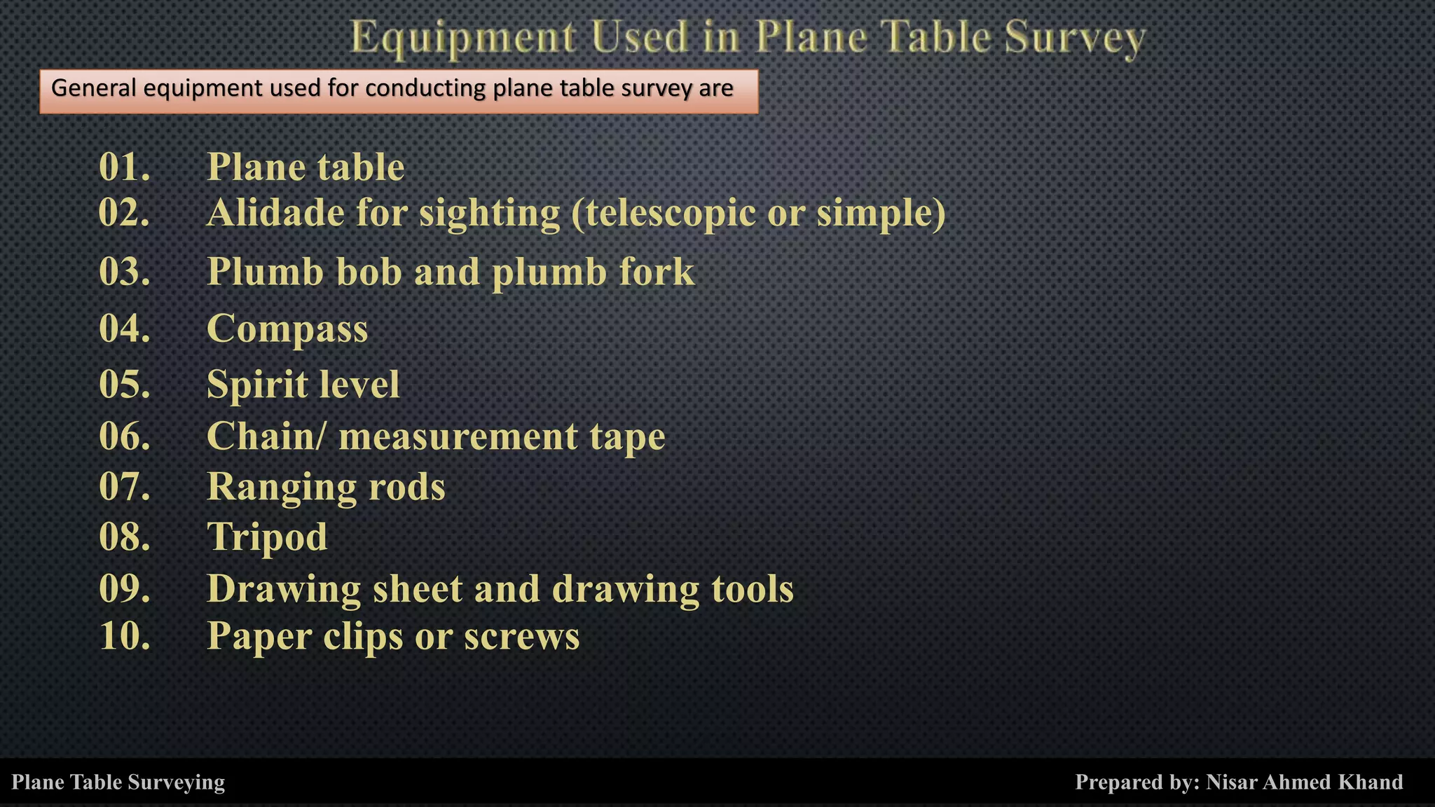 Instrumental Surveying Practical ( Plane table survey) | PPSX